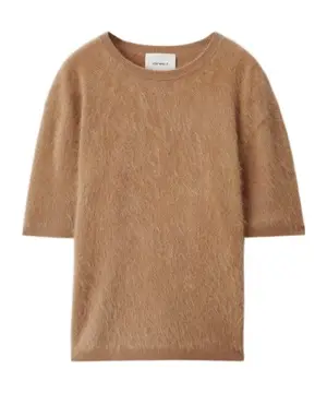 LISA YANG Maren Brushed Short-sleeve Knitted Sweater - Brown