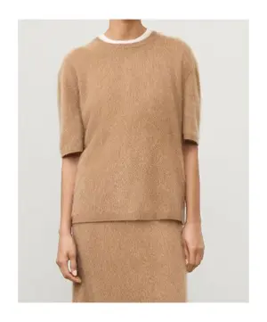 LISA YANG Maren Brushed Short-sleeve Knitted Sweater - Brown