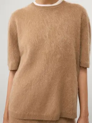 LISA YANG Maren Brushed Short-sleeve Knitted Sweater - Brown