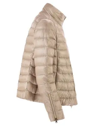 Herno Satin Flared Down Jacket - Nude