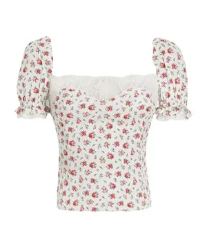 DOLCE & GABBANA Dolce & Gabbana Small Rose-Printed Charmeuse Top