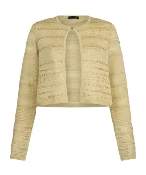 Liu Jo Openwork Button Cardigan With Lurex Accents - Yellow