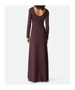Bottega Veneta Long Sleeve Viscose Dress With Chain Detail - Deep Barolo