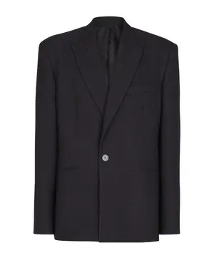 Balmain Monogram Grain De Poudre Single-button Jacket