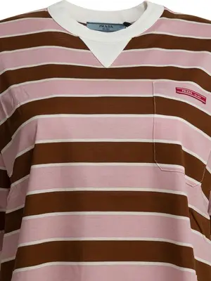 Prada Striped Lisle Crewneck T-shirt