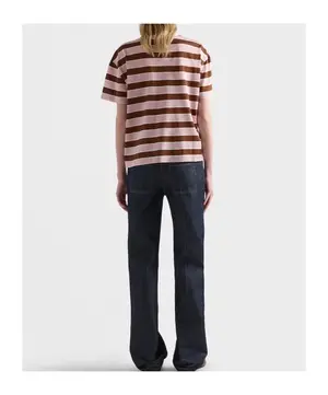 Prada Striped Lisle Crewneck T-shirt