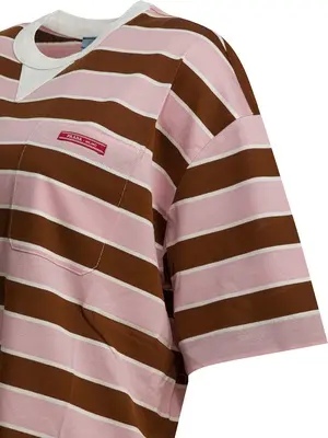Prada Striped Lisle Crewneck T-shirt