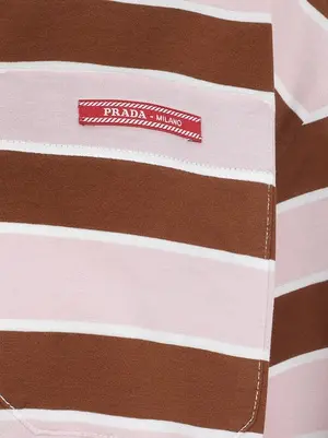 Prada Striped Lisle Crewneck T-shirt