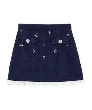 SELF-PORTRAIT Sequin-appliqués Knitted Skirt