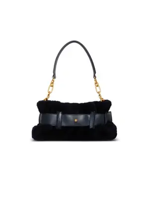 Balmain Mini Anthem Bag In Shearling - Black