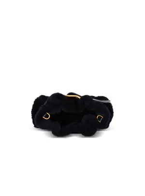 Balmain Mini Anthem Bag In Shearling - Black