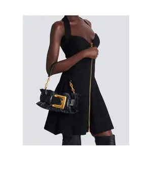 Balmain Mini Anthem Bag In Embossed Crocodile-print Calfskin