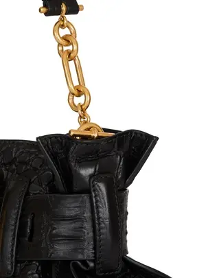 Balmain Mini Anthem Bag In Embossed Crocodile-print Calfskin