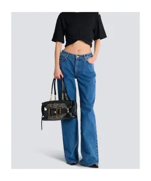 Balmain Monogram Jacquard & Leather Belt Bag - Black