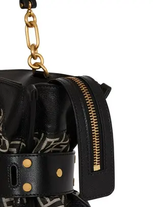 Balmain Monogram Jacquard & Leather Belt Bag - Black