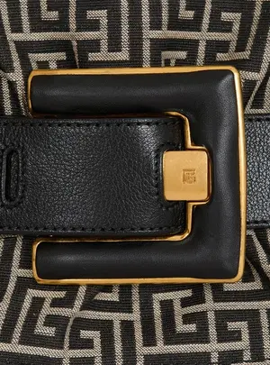 Balmain Monogram Jacquard & Leather Belt Bag - Black