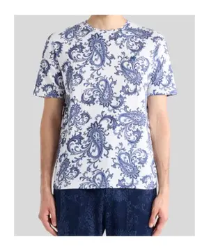 Etro Leaf Paisley Motif Crewneck T-shirt