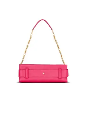 Balmain Anthem Calfskin Leather Clutch With Buckle Detail - Pink