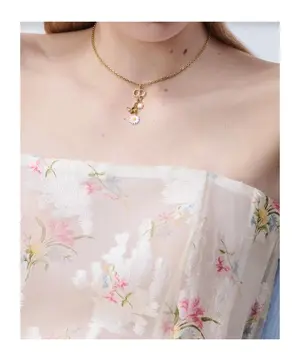 Dior Cd Logo Charm Necklace With Mother-of-pearl Clover, Bee, And Daisy Motifs