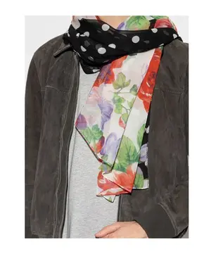Moschino Floral Print Logo Scarf