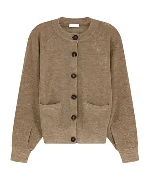 Brunello Cucinelli Crew Neck Long-sleeved Cardigan With Button Closure And Patch Pockets
