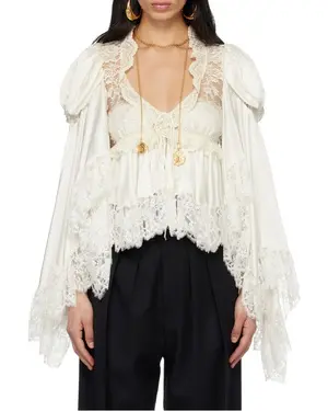 Chloé Lace Trim Peplum Top