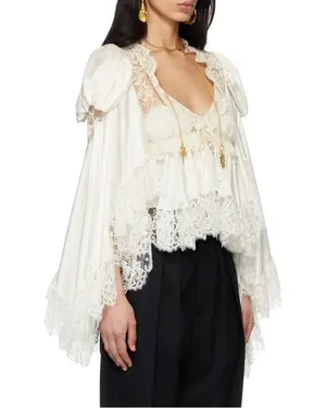 Chloé Lace Trim Peplum Top