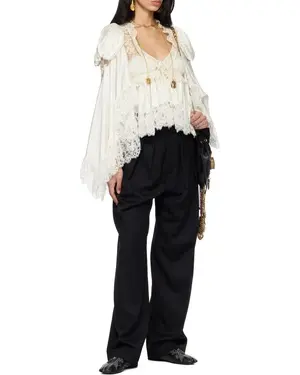 Chloé Lace Trim Peplum Top