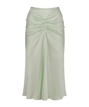 Victoria Beckham Gathered Crepe Midi Skirt - Gray