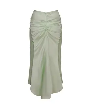 Victoria Beckham Gathered Crepe Midi Skirt - Gray