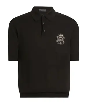 Dolce & Gabbana Dolce Gabbana Heraldic Patch Polo Shirt - Black