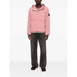 Stone Island Zip-up Hooded Jacket With Flap Pockets