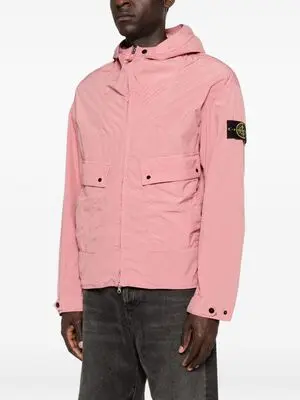 Stone Island Zip-up Hooded Jacket With Flap Pockets