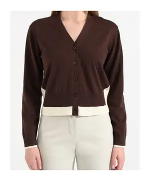 SEMICOUTURE V-neck Button-down Cardigan - Black