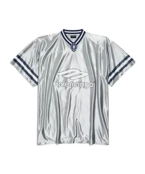 Balenciaga 3b Football V-neck Oversized T-shirt - Grey/white