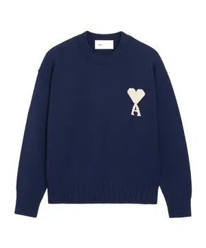 AMI Paris De Coeur Crewneck Jumper - Blue