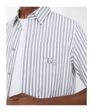 Burberry Robert Striped Short-sleeve Shirt - Dali Lime/white