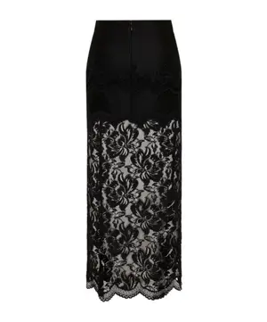 Rabanne Scalloped Lace Midi Skirt - Black