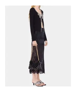 Rabanne Scalloped Lace Midi Skirt - Black