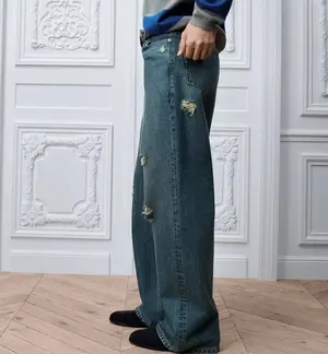 Dior Distressed Wide-leg Jeans