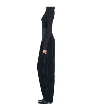 Norma Kamali High Waisted Tailored Pleat Wide Leg Trousers