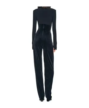 Norma Kamali High Waisted Tailored Pleat Wide Leg Trousers