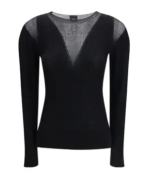 Pinko V-neck Knitted Top With Long Sleeves