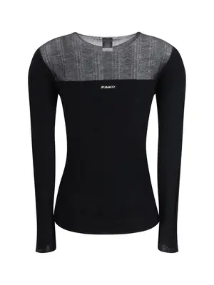 Pinko V-neck Knitted Top With Long Sleeves