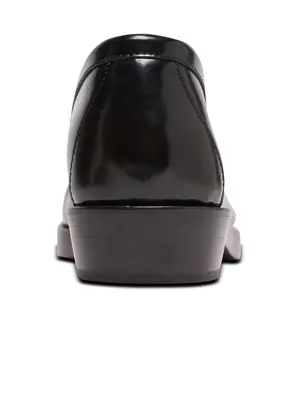 Balmain Square-toe Glazed Leather Loafers With Gold Cap Toe