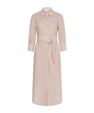 Marella Linen Shirt Dress With Rhinestone Embellishments And Belt