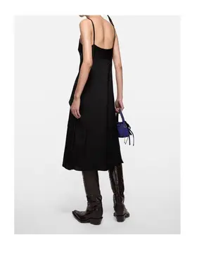 Acne Studios Satin Slip Dress With Lace Detail - Black