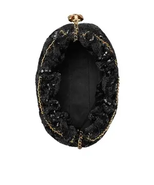 Tory Burch Fleming Sequin Mini Hobo Bag - Black