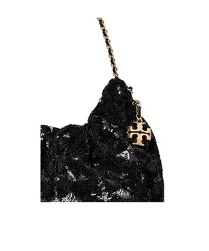 Tory Burch Fleming Sequin Mini Hobo Bag - Black