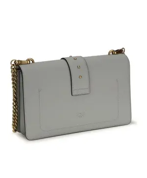 Pinko Logo Plaque Chain Linked Crossbody Bag - Gray